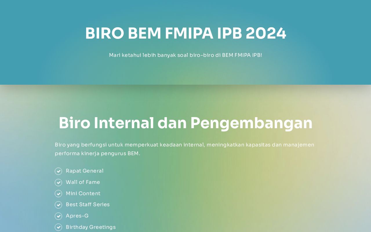 Biro dan Departemen BEM FMIPA IPB 2024